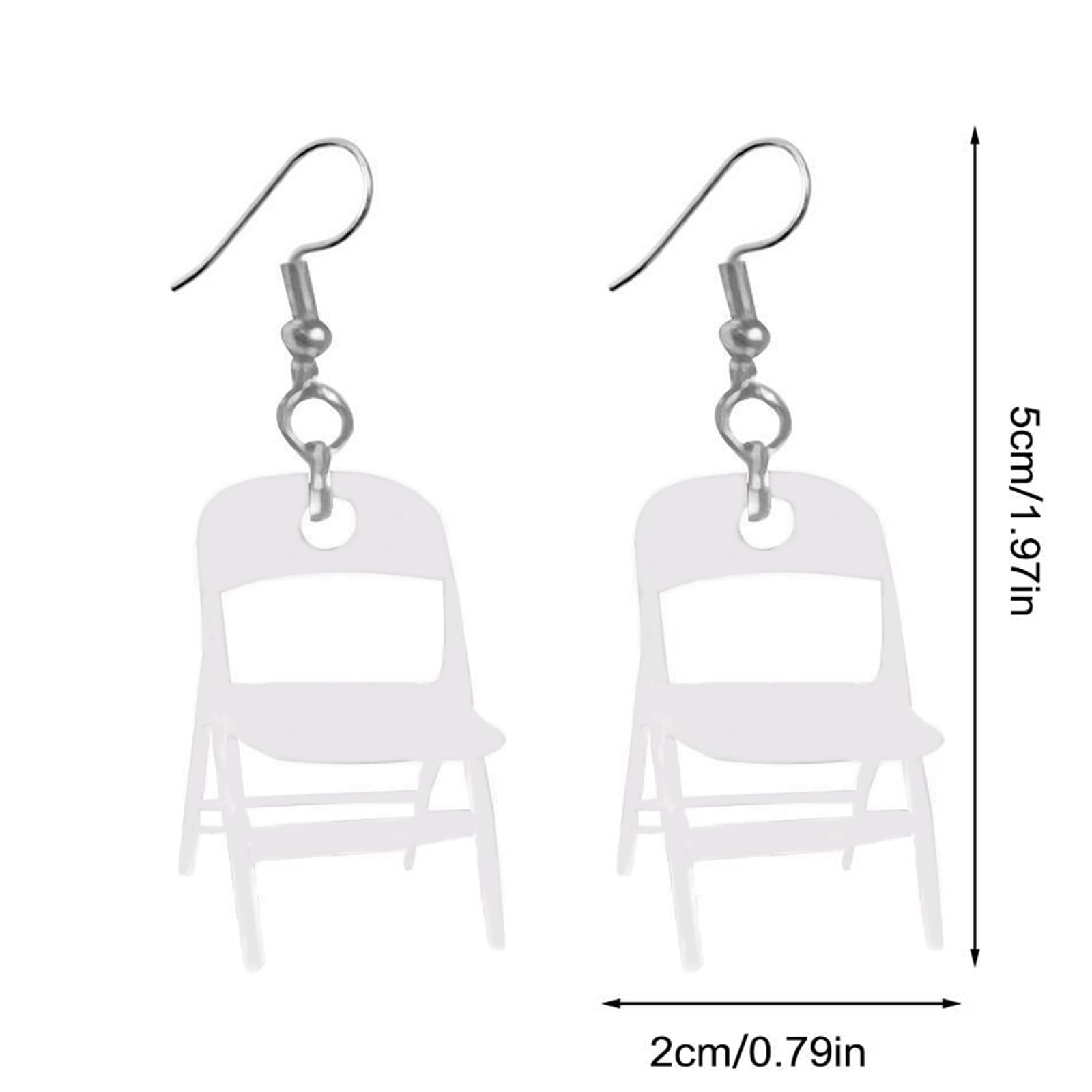Folding Chair Earrings, Funny Fight Acrylic Chair Drop Dangle Earrings for Women Christmas Halloween Party Boho Jewelry Gifts(White)