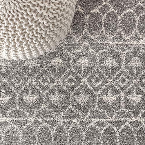 JONATHAN Y MOH209B-8 Izil Moroccan Beni Souk Indoor Farmhouse Area-Rug Bohemian Minimalistic Geometric Easy-Cleaning Bedroom Kitchen Living Room Non Shedding, 8 X 10, Gray,Cream