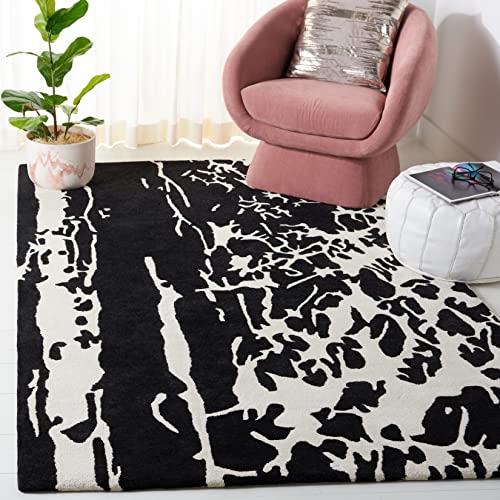 SAFAVIEH Soho Collection 8' Round Black / Red SOH326B Handmade Premium Wool Area Rug