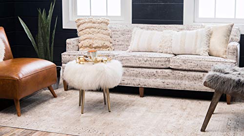 Unique Loom Chateau Collection Distressed, Textured, Vintage, Border, Rustic, Traditional Area Rug, 4 ft x 6 ft, Beige/Light Brown
