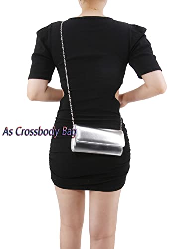 Gabrine Womens Hologram Holographic Evening Bag Shoulder Bag Crossbody Bag Handbag Clutch Purse for Wedding Party Prom(Silver)
