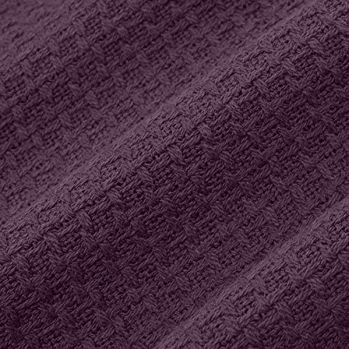 Sweet Home Collection 100% Fine Cotton Blanket Luxurious Weave Stylish Design Soft and Comfortable All Season Warmth, King, Purple