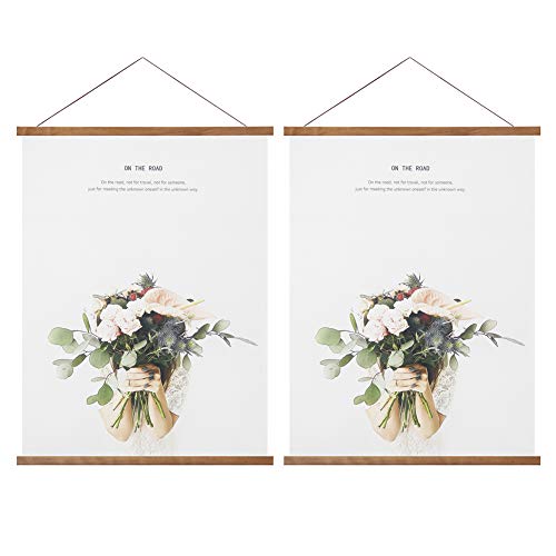 Miaowater 2 Pack Poster Frame,12x15 12x16 12x17 12x18 12x20 Magnetic Light Wood Wooden Frames Hanger for Photo Picture Art Canvas Print Artwork Wall Hanging Teak Wood 12''