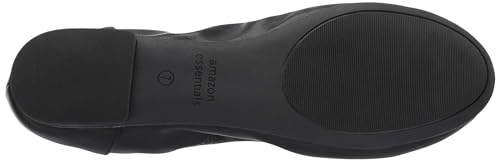 Amazon Essentials Women's Belice Ballet Flat, Black Faux Leather, 8