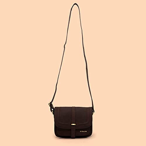ESTALON Crossbody Bags for Women - Real Leather Multi Pocket Travel Purse and Sling Bag (Mocha)