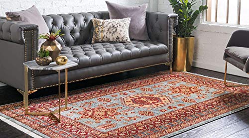 Unique Loom Sahand Collection Traditional Geometric Classic Light Blue Area Rug (7' 0 x 10' 0)