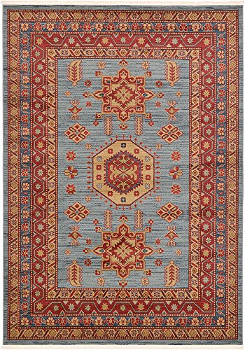 Unique Loom Sahand Collection Traditional Geometric Classic Light Blue Area Rug (7' 0 x 10' 0)