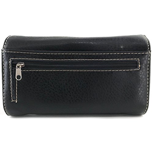 Justin West Buckle Western Floral Damask Embroidery Studs Stars Concealed Carry Handbag Purse (Black Purse Wallet Set)