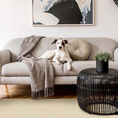 House, Home and More Skid-Resistant Carpet Indoor Area Rug Floor Mat - Ivory Cream - 3 Feet X 3 Feet