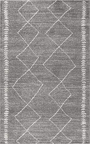 JONATHAN Y MOH203C-8 Zaina Moroccan Beni Souk Indoor Farmhouse Area-Rug Bohemian Minimalistic Geometric Easy-Cleaning Bedroom Kitchen Living Room Non Shedding, 8 X 10, Gray,Cream