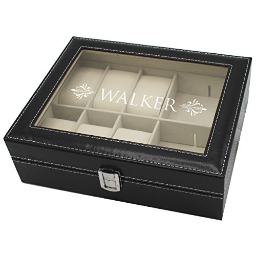 Custom Monogrammed Jewelry Box & Organizer - Personalized and Engraved Bridesmaid Accessories Gift for Mom, Wife, Her (Black)