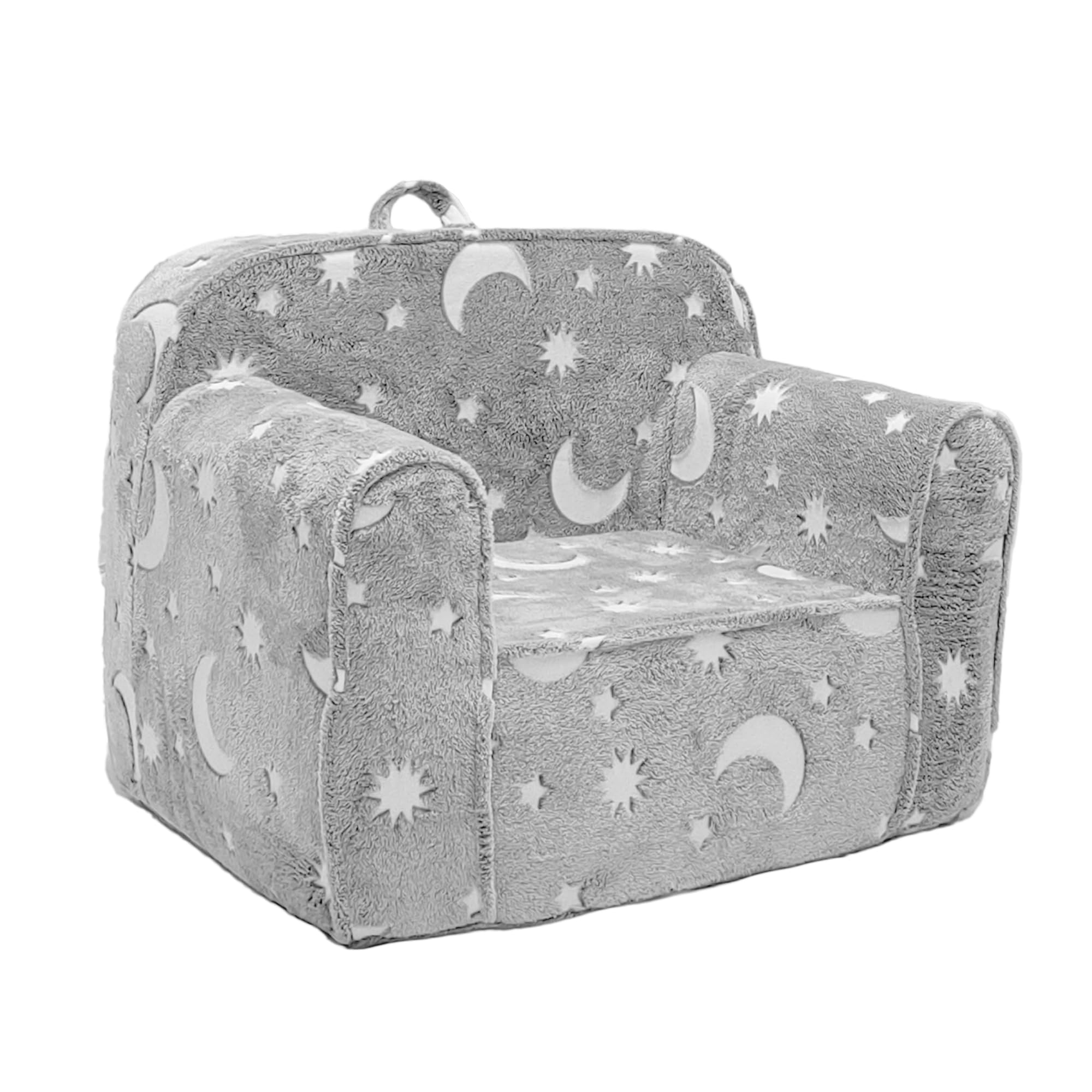 magic handle Toddler Chair, Glow in The Dark Kids Foam Chair with Removable and Washable Cover Carrying Handle, Toddler Armchair, Kids Chair, Toddler Couch (Moon Grey)