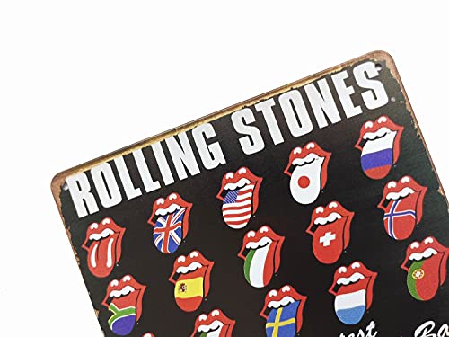 ERLOOD Rolling Stones Tin Sign Wall Retro Metal Bar Pub Poster Metal 12 X 8