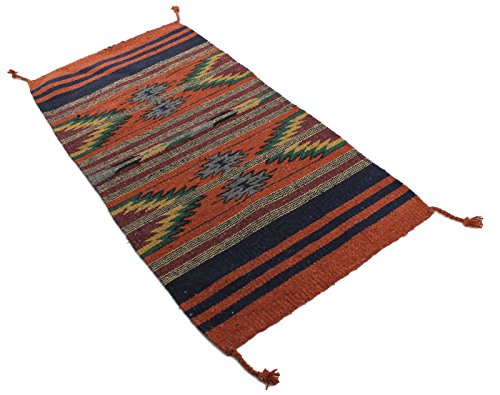 Onyx Arrow Southwest Décor Area Rug, 20 x 40 Inches, Pueblo Pattern Rust/Multi