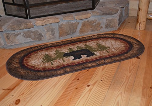 Cozy Cabin CC5276 Birch Bear Non Skid Rug 20"x44" Wedge Brown