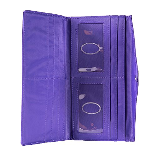 Big Skinny Women's RFID Blocking Slimvelope Tri-Fold Checkbook with Purple Interior, Holds Up to 40 Cards, Graphite Cobble