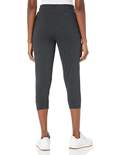 Amazon Essentials Women's Brushed Tech Stretch Crop Jogger Pant (Available in Plus Size), Black Space Dye, Large
