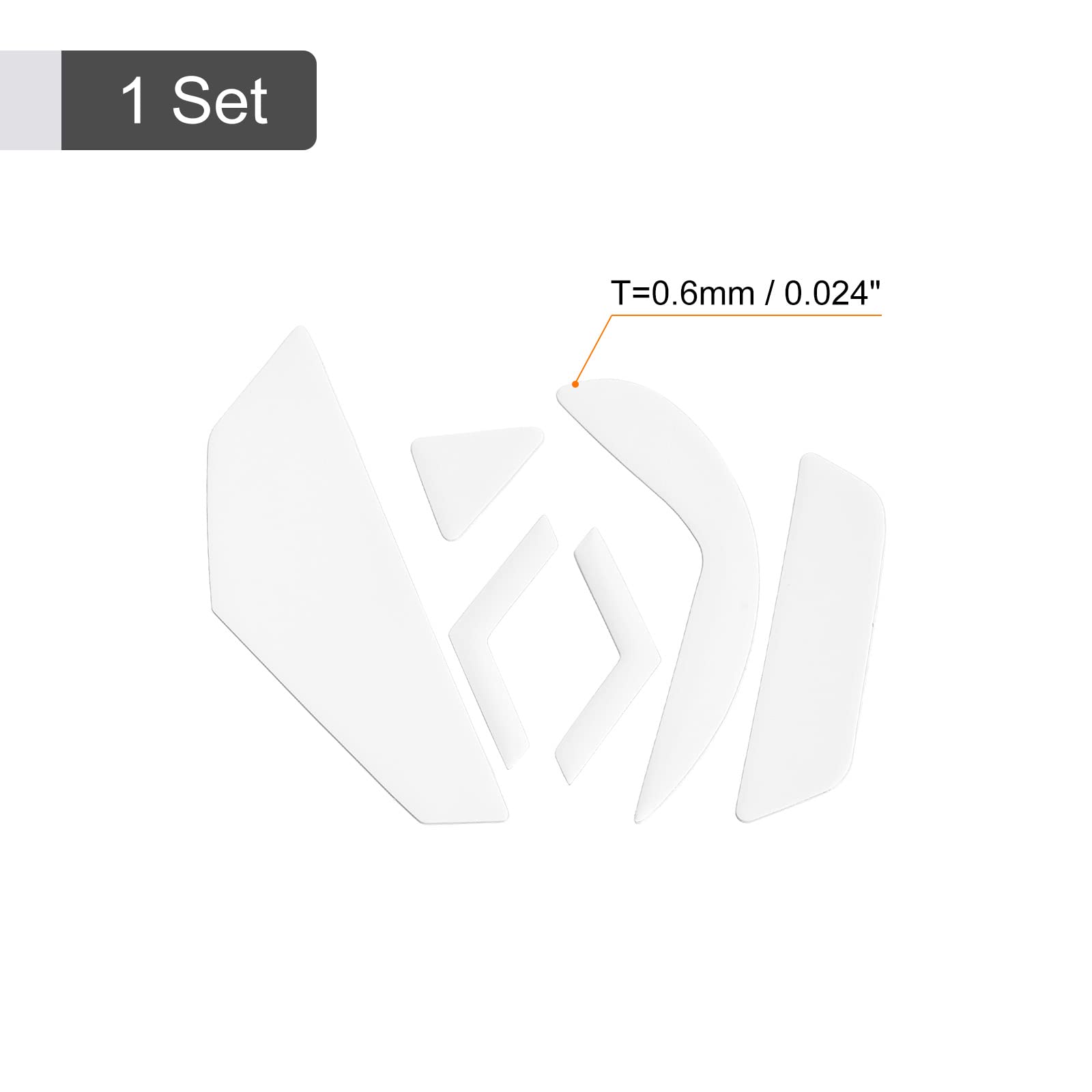 PATIKIL Rounded Curved Edges Mouse Feet Skates Pads 0.6mm w Cleaning Paper for G502 Wired Gaming Mouse Feet Replacement White 6Pcs/1 Set