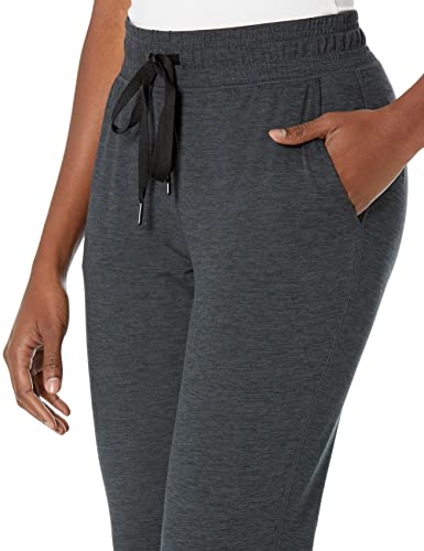 Amazon Essentials Women's Brushed Tech Stretch Crop Jogger Pant (Available in Plus Size), Black Space Dye, Large