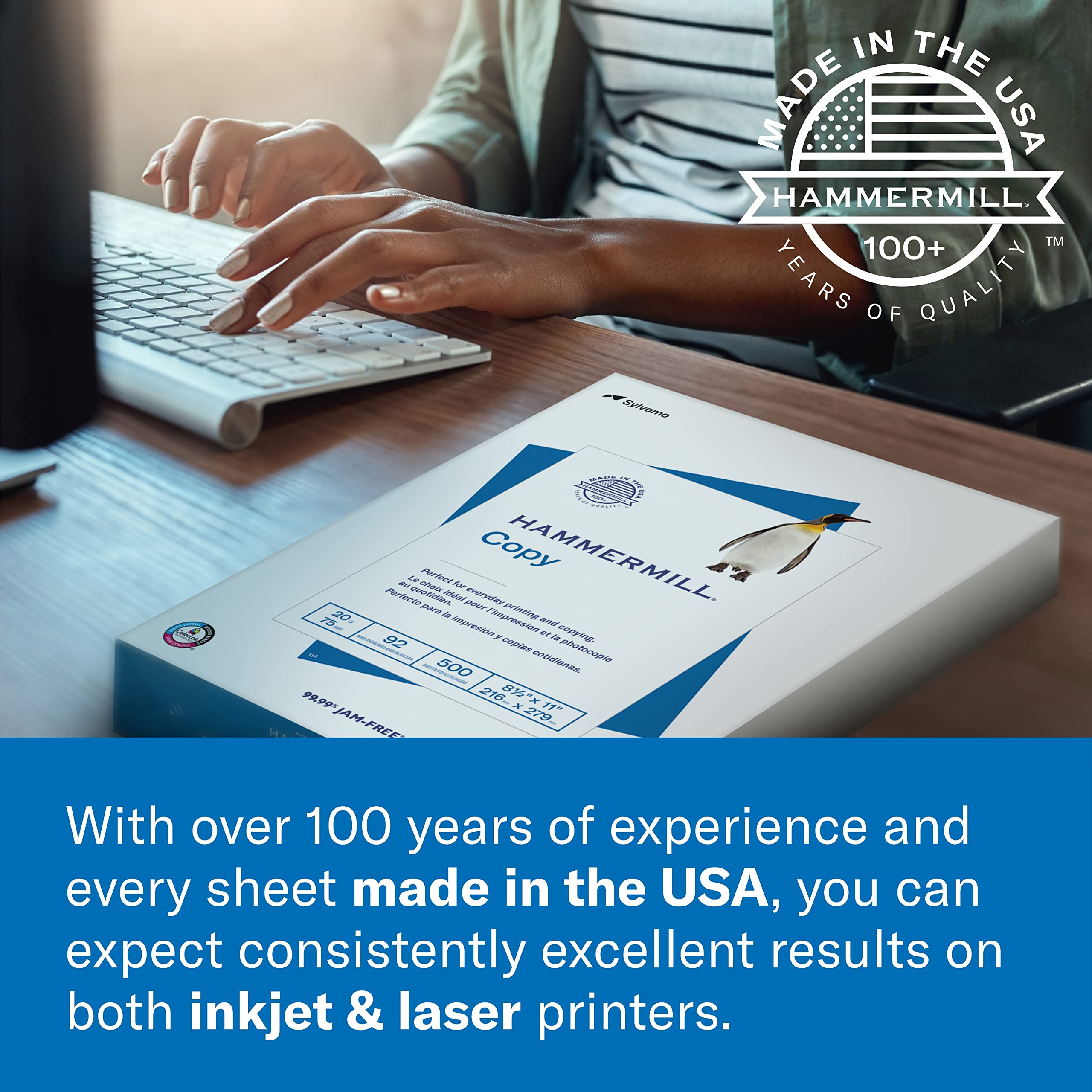 Hammermill Printer Paper, Fore Multipurpose 20 lb Copy Paper, 3 hole - 1 Ream (500 Sheets) - 96 Bright, Made in the USA