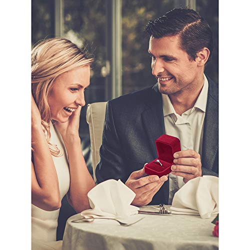 Hicarer 4 Pieces Velvet Ring Earring Box Jewelry Gift Case Boxes for Wedding Engagement Birthday and Anniversary (Wine Red)