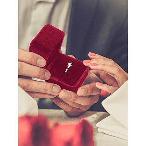 Hicarer 4 Pieces Velvet Ring Earring Box Jewelry Gift Case Boxes for Wedding Engagement Birthday and Anniversary (Wine Red)