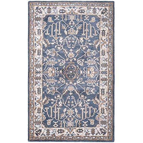 SAFAVIEH Stone Wash Collection 4' x 6' Blue/Ivory STW240A Hand-Knotted Premium Wool & Viscose Area Rug