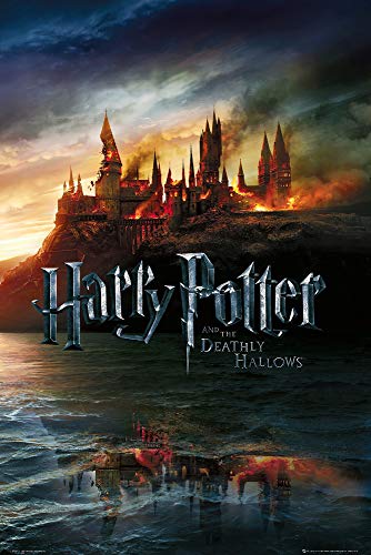 Harry Potter and the Deathly Hallows - Movie Poster (Advance Style - Hogwarts On Fire) (Size: 24 inches x 36 inches)