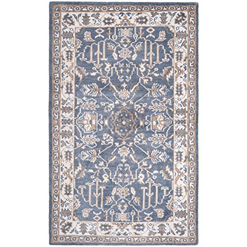 SAFAVIEH Stone Wash Collection 4' x 6' Blue/Ivory STW240A Hand-Knotted Premium Wool & Viscose Area Rug
