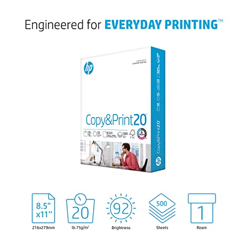 HP Printer Paper | 8.5 x 11 Paper | Copy &Print 20 lb | 1 Ream - 500 Sheets | 92 Bright | Made in USA - FSC Certified | 200060R