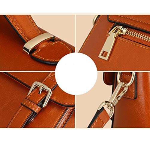JeHouze Women's Genuine Leather Messenger Crossbody Medium Handbag Shoulder Vintage Purse (Black)