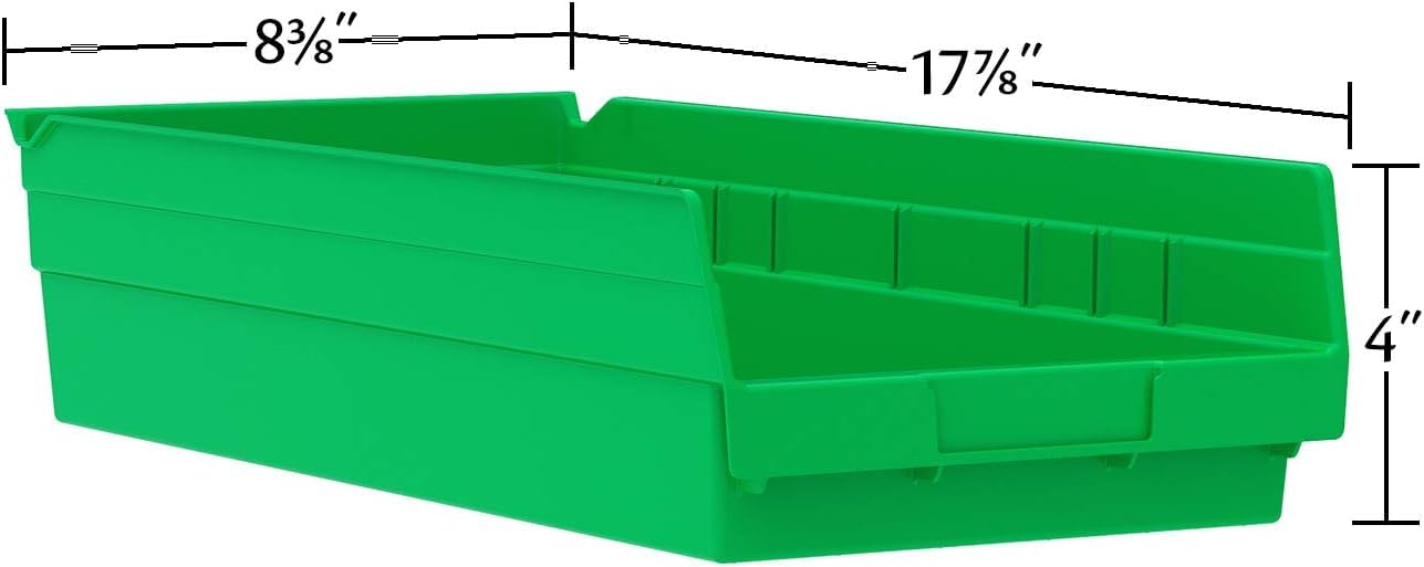 Akro-Mils 30158 Plastic Nesting Shelf Bin Box, (18-Inch x 8-Inch x 4-Inch), Red, (12-Pack)