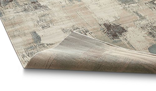 Well Woven Sandro Blue Tan Brown & Ivory Modern Abstract Short Pile Kilim Style (3'3" x 5') Area Rug Multi Color Pattern