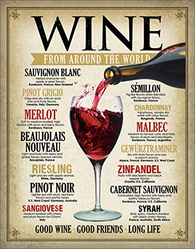 Nostalgia Tin Sign Wine Around the World 31 x 40 cm