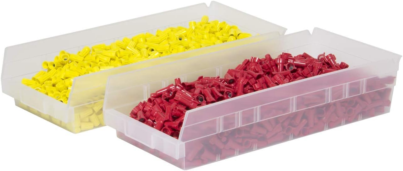 Akro-Mils 30158 Plastic Nesting Shelf Bin Box, (18-Inch x 8-Inch x 4-Inch), Red, (12-Pack)