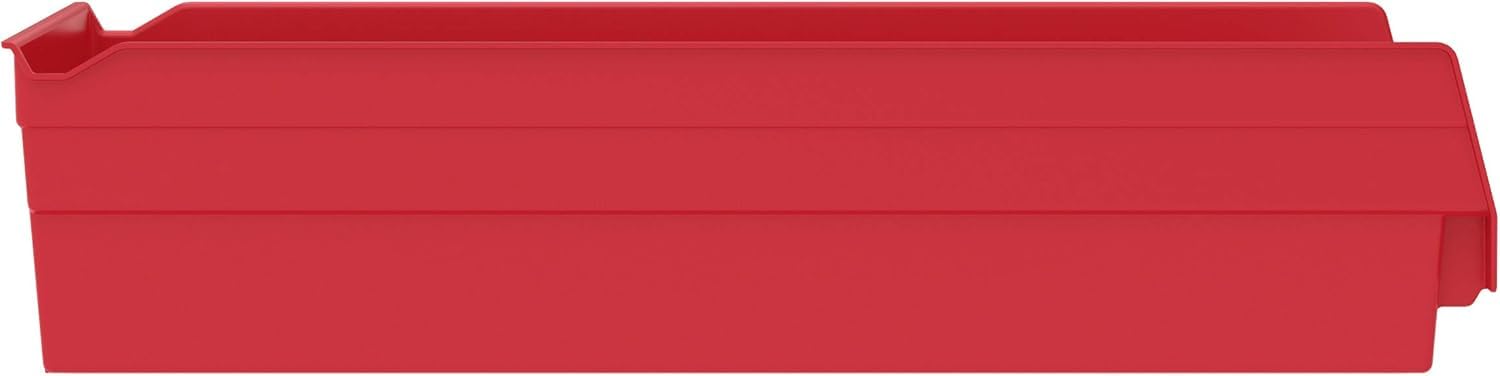 Akro-Mils 30158 Plastic Nesting Shelf Bin Box, (18-Inch x 8-Inch x 4-Inch), Red, (12-Pack)