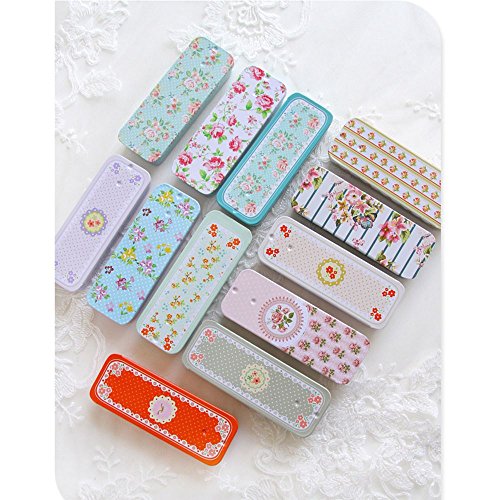 RAYNAG 8 Pack Mini Metal Slide Top Tin Containers Portable Box for Crafts Storage,Random Pattern