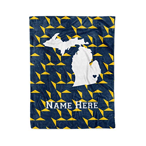State Pride Series Michigan - Personalized Custom Fleece Throw Blankets with Your Family Name - Ann Arbor Edition