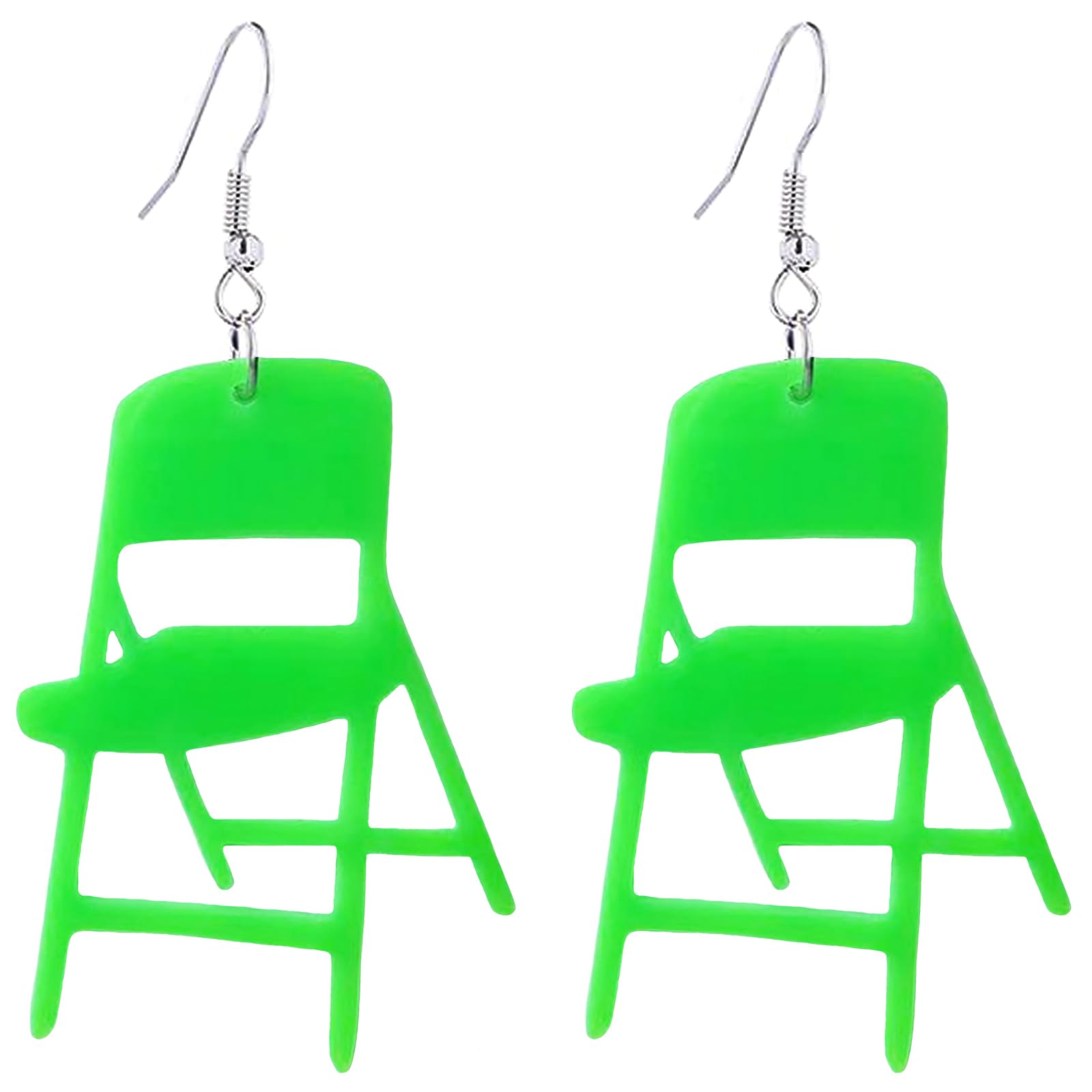 Mintolex Folding Chair Earrings for Women Trendy Fun Y2K Lightweight Acrylic Weird Earrings Statement Chair Shaped Dangle Earrings Jewelry Gifts, Green