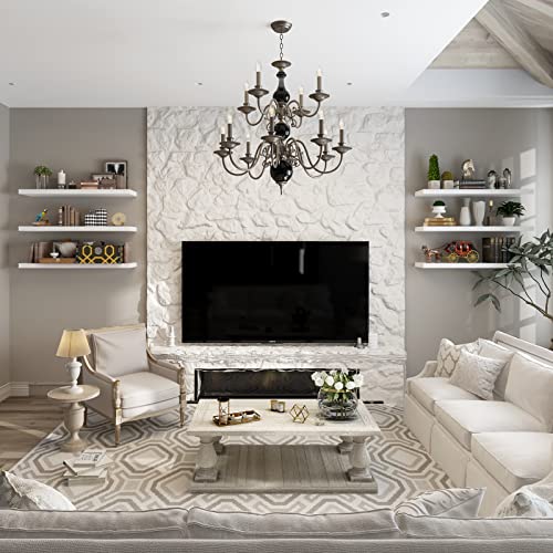 WELLAND 12" Deep White Floating Shelves, Floating Shelf Wall Shelf Display Floating Shelf, 47.24" L x 11.81" D x 2" T, Deeper Than Others, White