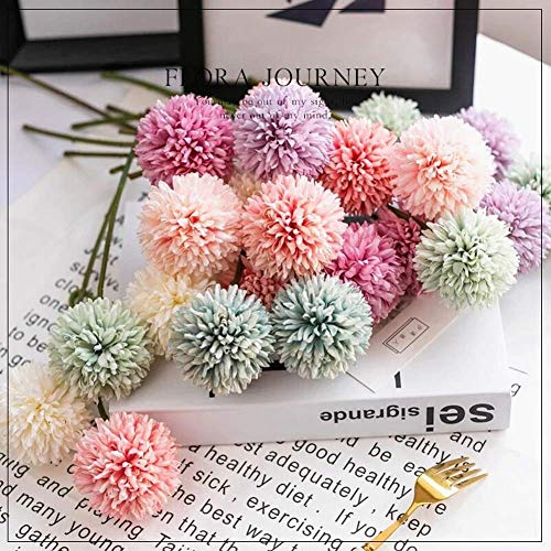 SHINE-CO LIGHTING Artificial Chrysanthemum Ball Flowers Hydrangea Arrangement Bouquet 10pcs Present for Friends Decor for Home Office Coffee House Parties and Wedding (Milk White)