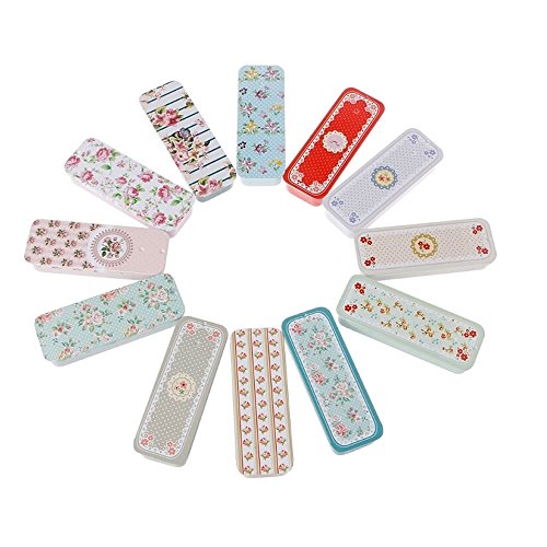 RAYNAG 8 Pack Mini Metal Slide Top Tin Containers Portable Box for Crafts Storage,Random Pattern