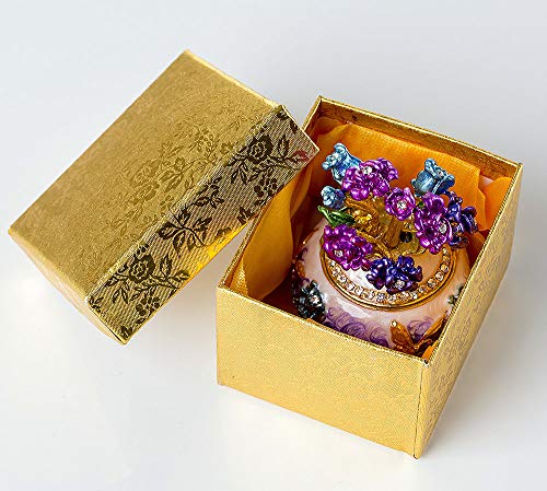 SEVENBEES Hand Painted Rose Flower Figurine Jewelry Trinket Box