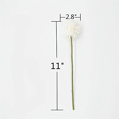 SHINE-CO LIGHTING Artificial Chrysanthemum Ball Flowers Hydrangea Arrangement Bouquet 10pcs Present for Friends Decor for Home Office Coffee House Parties and Wedding (Milk White)