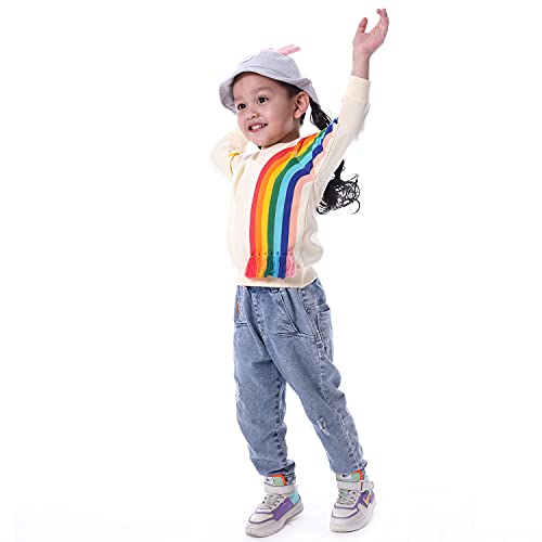 BINIDUCKLING Baby Rainbow Long Sleeve Shirt for Girls Sweatshirt 18 Months