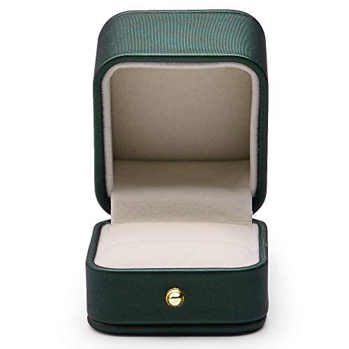Oirlv Gorgeous Blackish Green Ring Box Premium Leather Ring Bearer Box for Wedding,Proposal Jewelry Gift Case