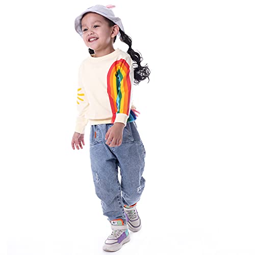 BINIDUCKLING Baby Rainbow Long Sleeve Shirt for Girls Sweatshirt 18 Months