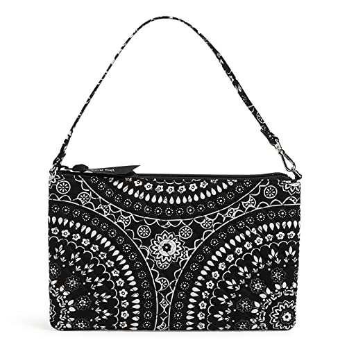 Vera Bradley Women's Cotton Convertible Wristlet With RFID Protection, Black Bandana Medallion, One Size