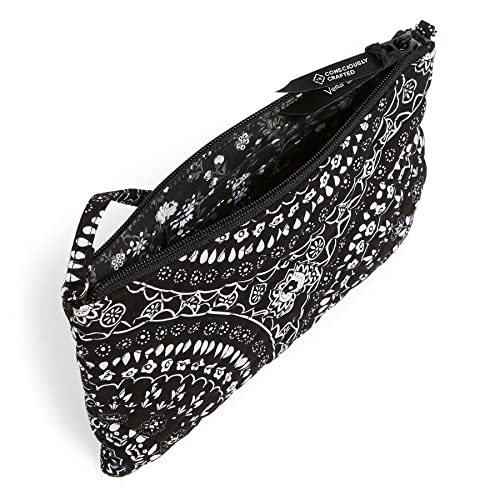 Vera Bradley Women's Cotton Convertible Wristlet With RFID Protection, Black Bandana Medallion, One Size