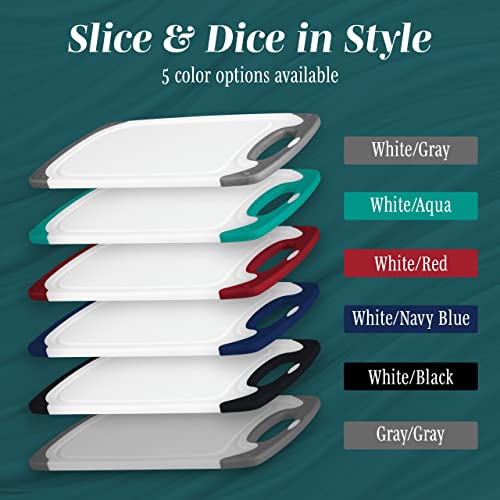 HOMWE Cutting Boards for Kitchen - Chopping Board 3-Pack w/ Different Sizes and Non Slip Handles - Reversible, Large Cutting Board Set - Unique Gifts for Cooks Who Have Everything - Gray